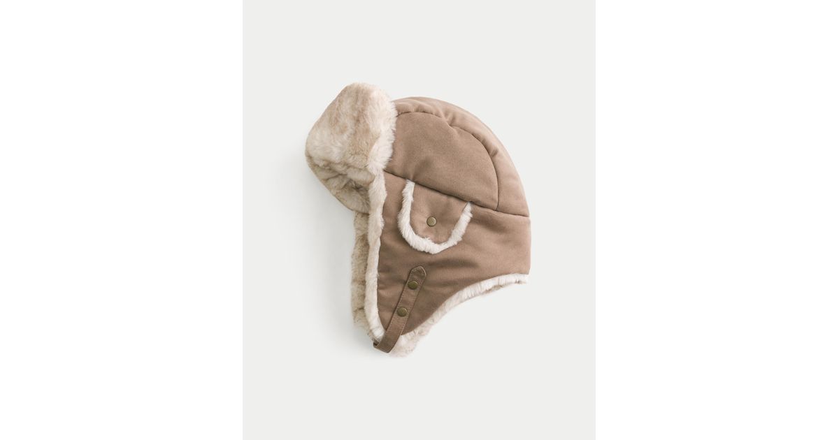 Hollister Faux Fur-lined Trapper Hat in Natural for Men | Lyst UK