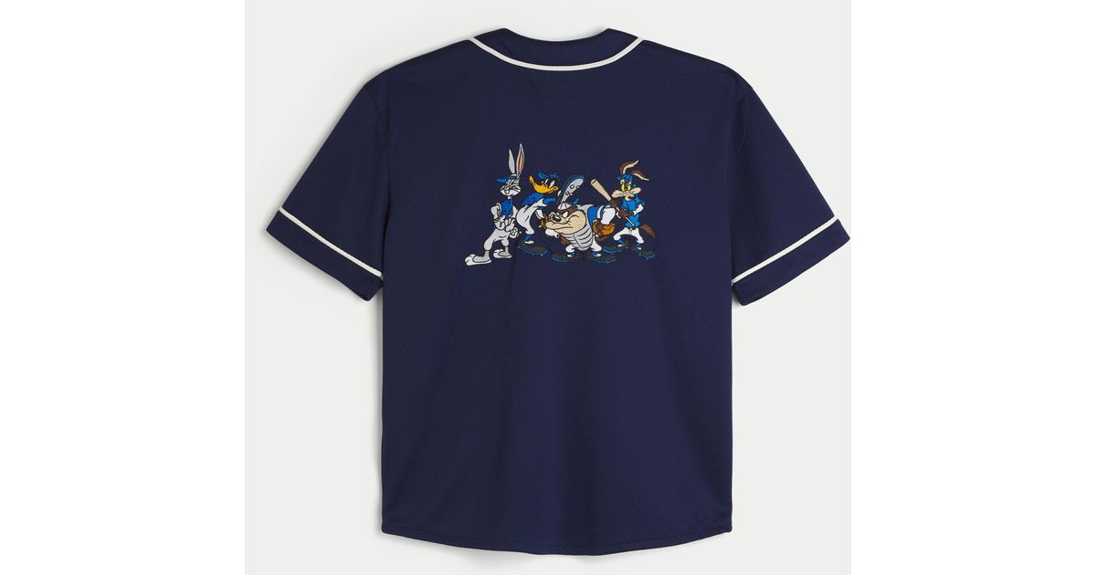 Hollister Boxy Looney Tunes Graphic Baseball Jersey in Blue for Men ...
