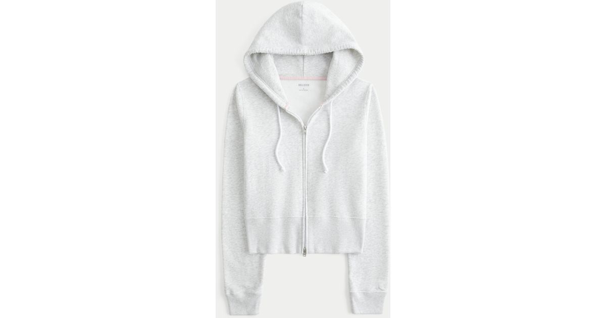 Hollister Zip-up Hoodie in White | Lyst UK
