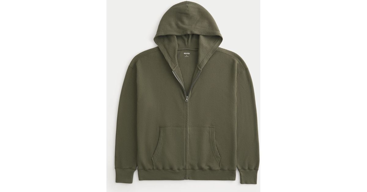 Hollister Thermal Zip-up Hoodie in Green for Men | Lyst UK