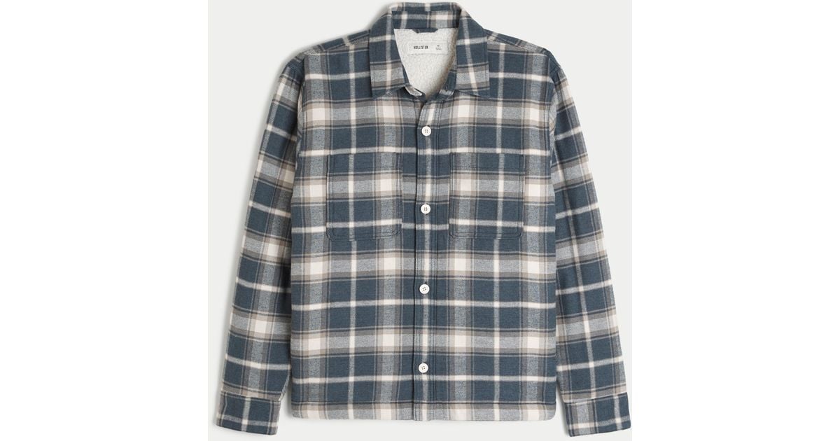 Hollister Cozy Lined Shacket in Blue for Men | Lyst UK