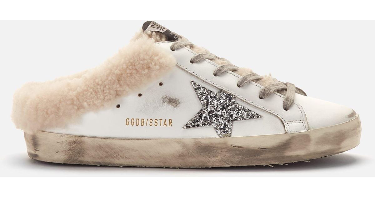 Golden Goose Superstar Sabot Shearling Slip-On Trainers in White | Lyst UK