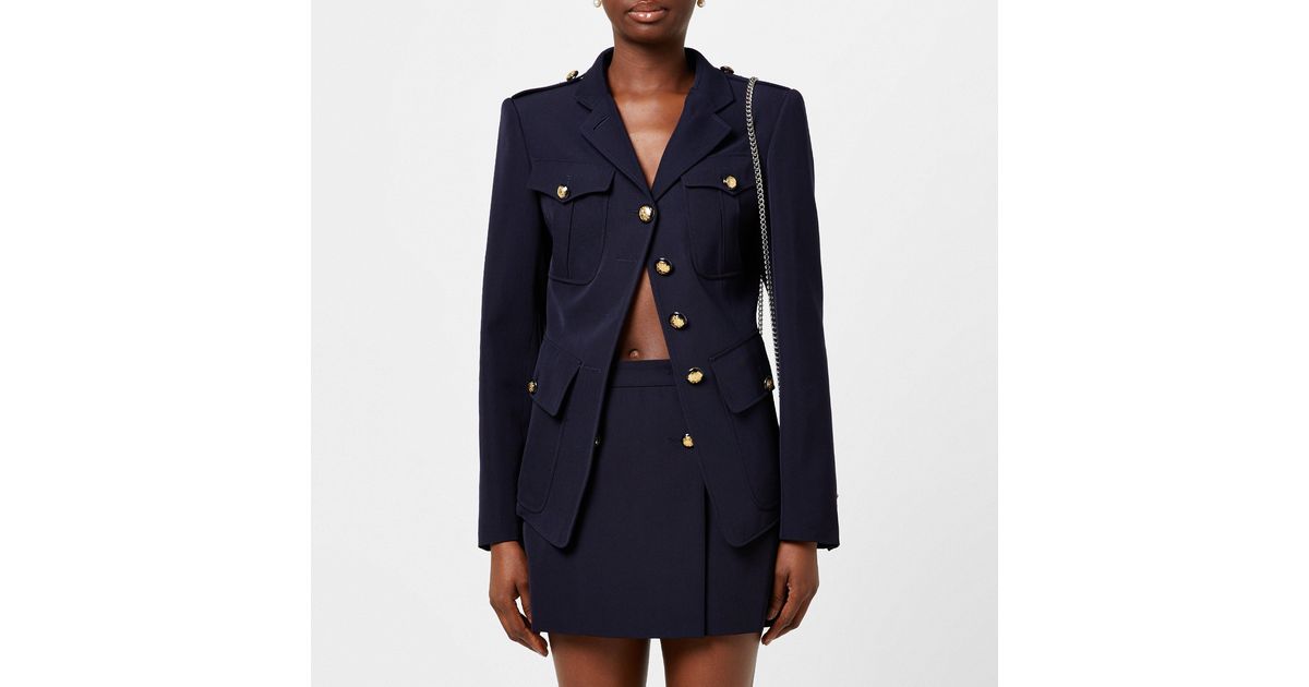 McQueen Asymmetrical Military Jacket in Blue | Lyst UK
