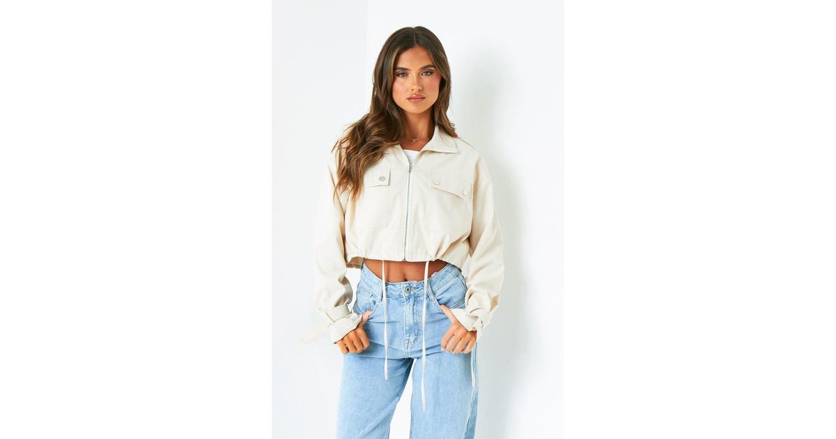 Missy Empire Oversized Cropped Trench Jacket in White | Lyst UK