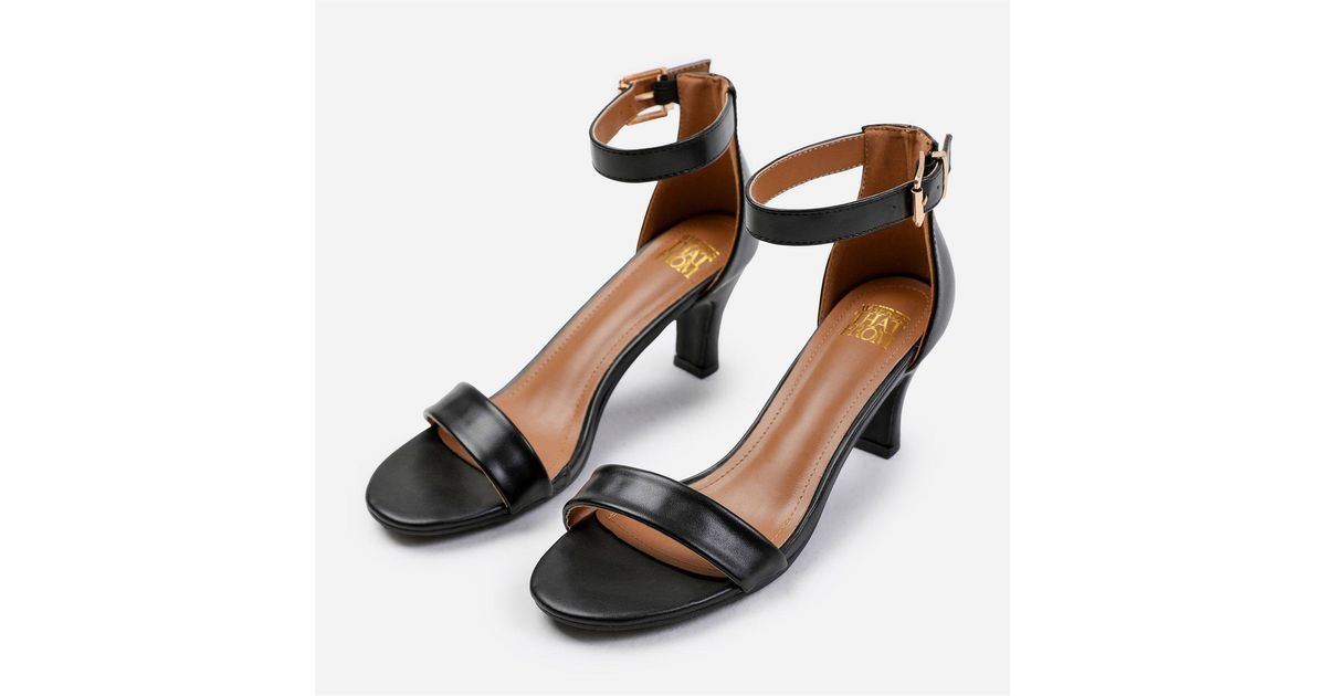 Where's That From Madrid Mid Block Heel With Ankle Strap in Black | Lyst UK