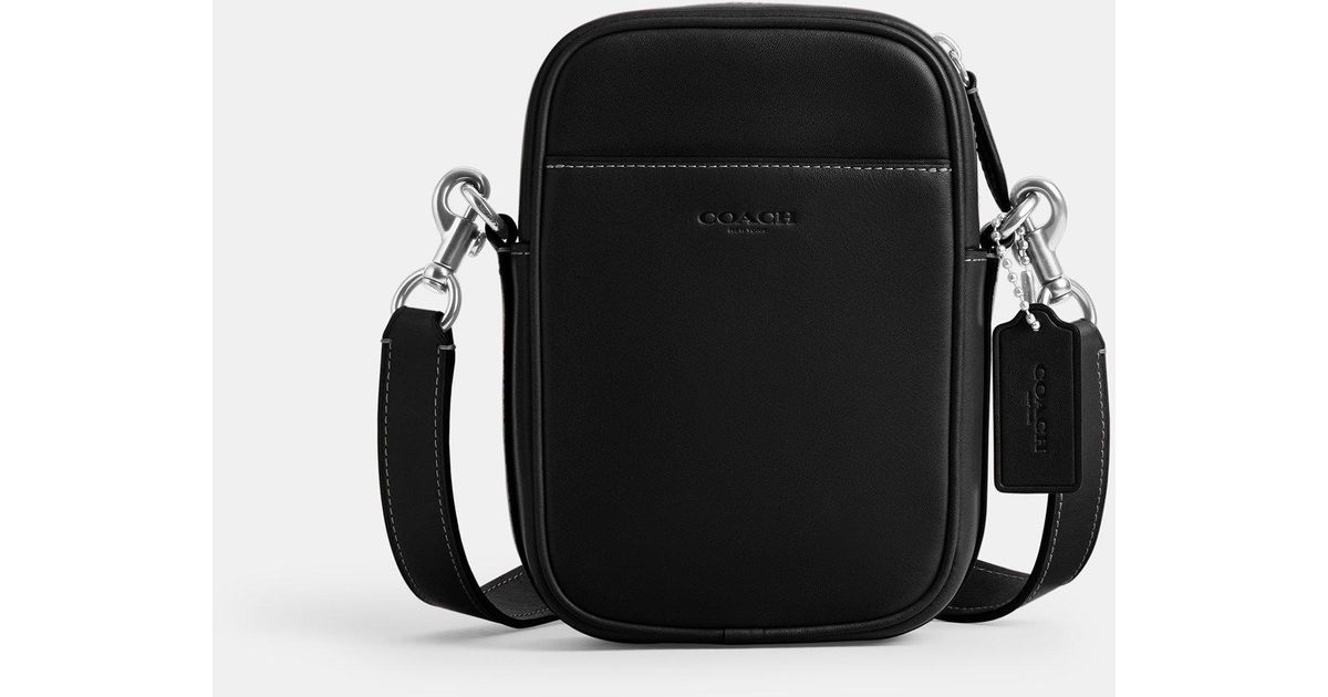 COACH Hitch Leather Cross Body Bag in Black | Lyst UK