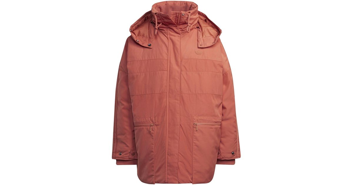 adidas Originals Hooded Parka Jacket in Red | Lyst UK