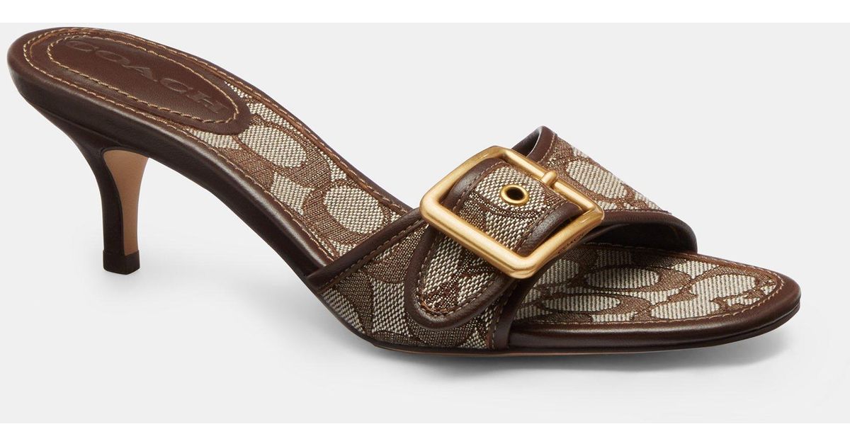 COACH Margot Sandal In Signature Textile Jacquard in Brown | Lyst UK
