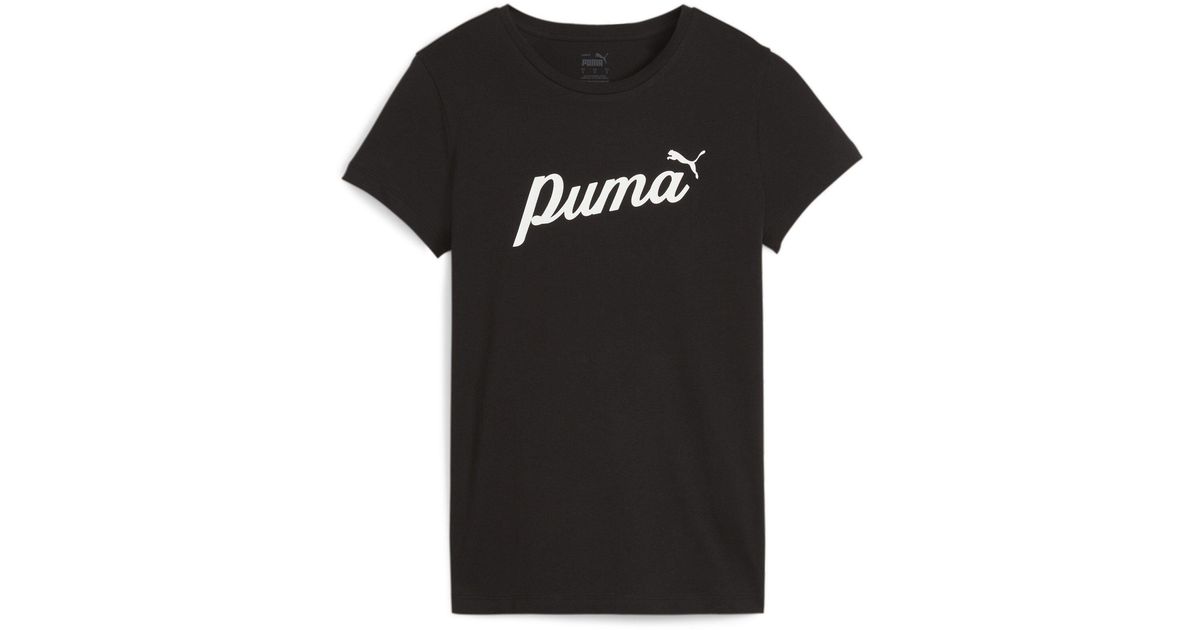 PUMA Essential Script Regular Fit T-Shirt in Black | Lyst UK