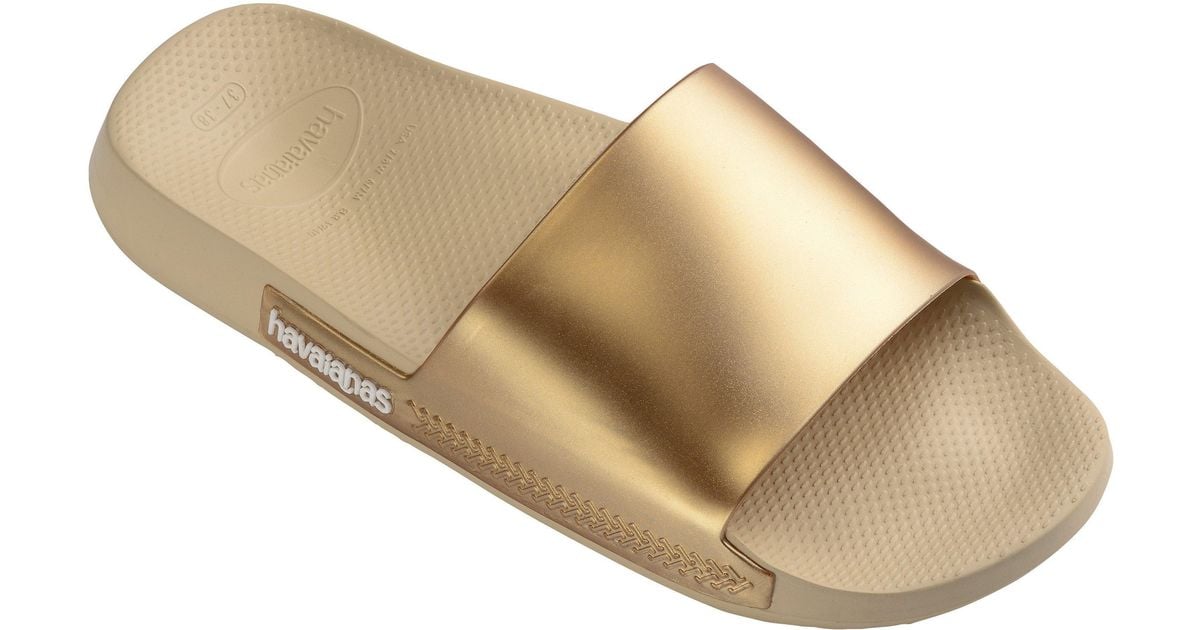Havaianas Hav. Slide Classic Metallic Crocus Flip Flops in Natural ...