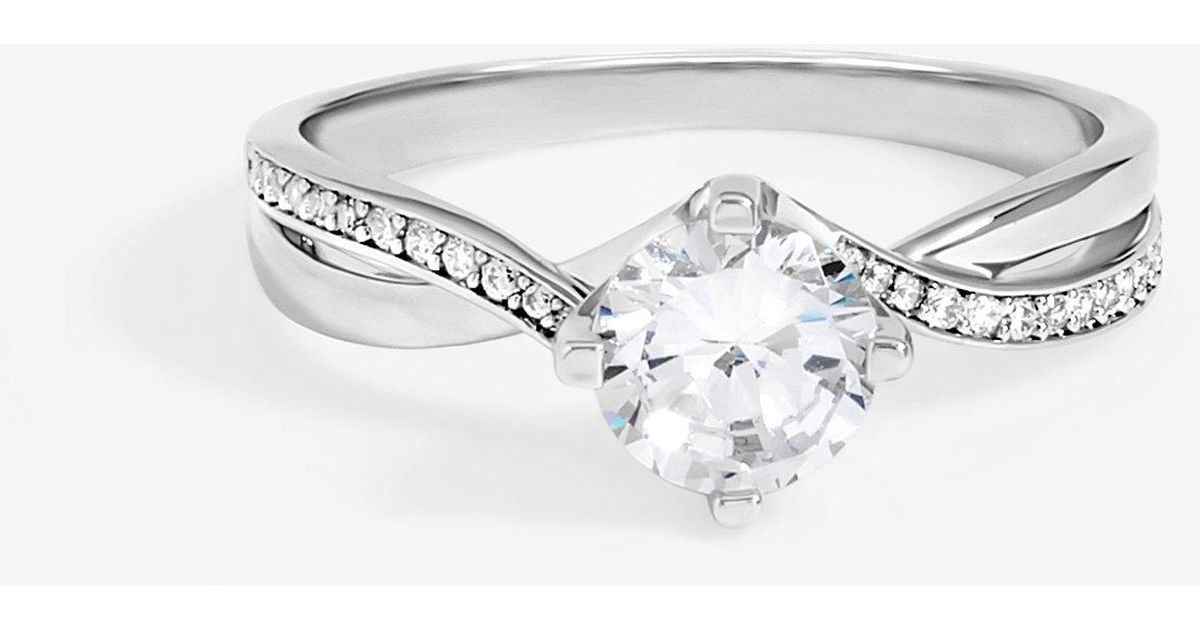 Jon Richard Rhodium Plated Solitaire Twist Engagement Ring in White ...