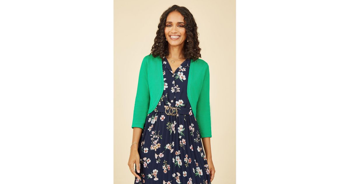 Yumi' Knitted Curve Bolero in Green | Lyst UK