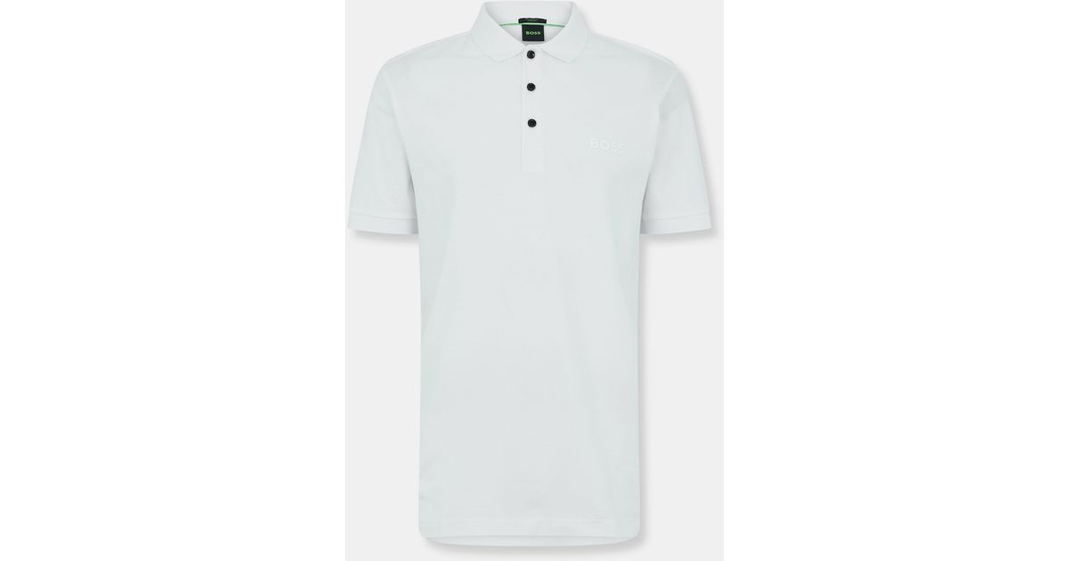 BOSS Logo Polo Shirt, Iconic Logo Placement in White for Men | Lyst UK