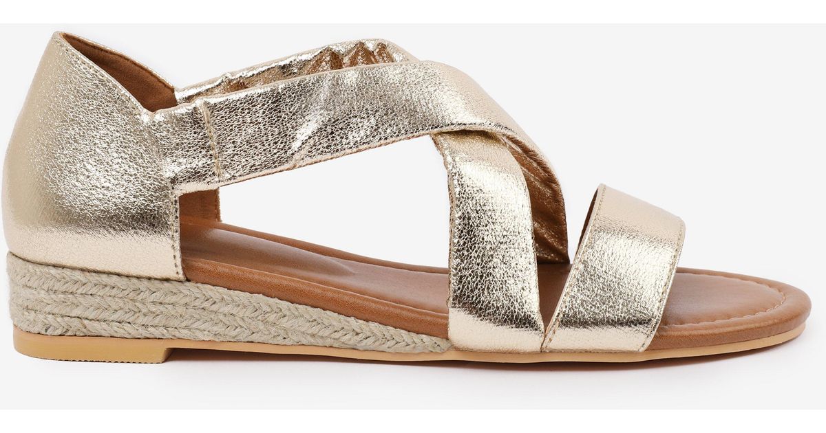 Where's That From Wide-Fit Mettalic Hummingbird Low Wedge Shoes in ...