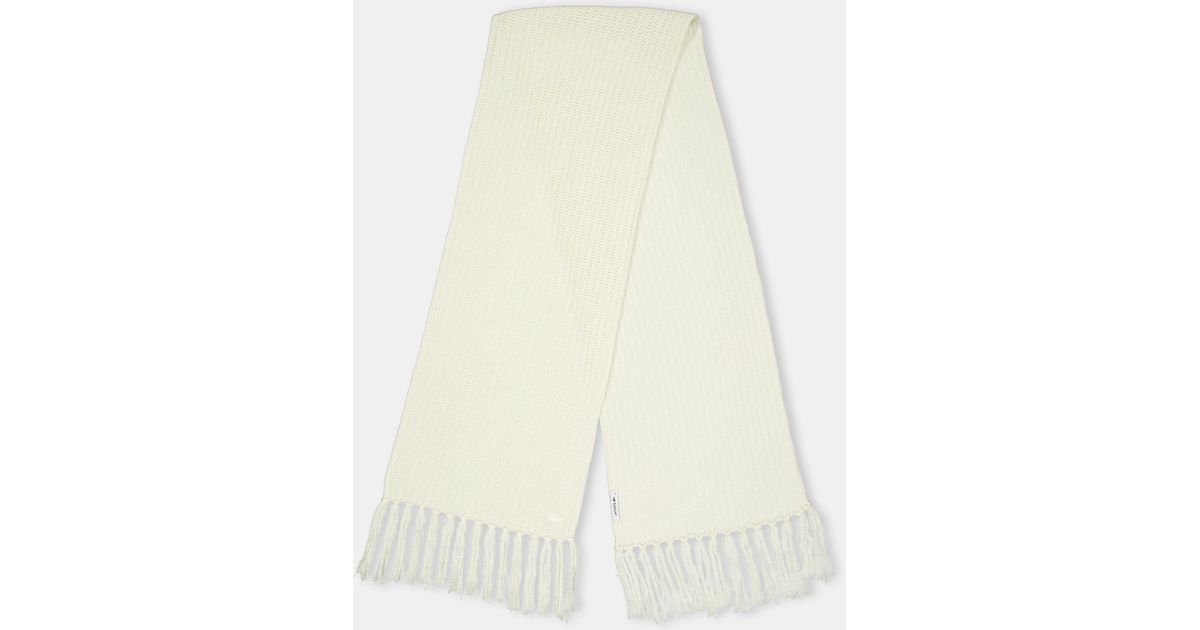 Lacoste Midweight Scarf in White | Lyst UK