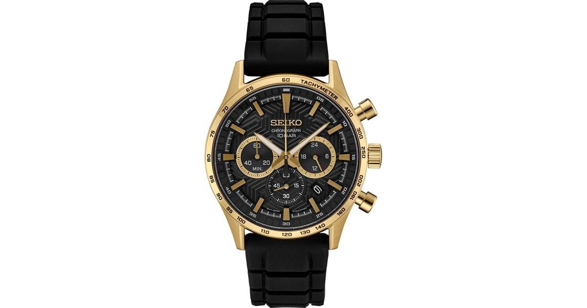 Seiko Chronograph Analogue Quartz Watch in Black for Men | Lyst UK