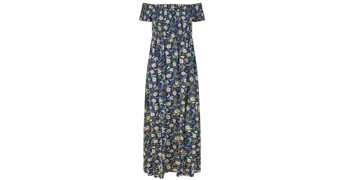 Mela London Ruched Midi Wrap Dress in Blue | Lyst UK