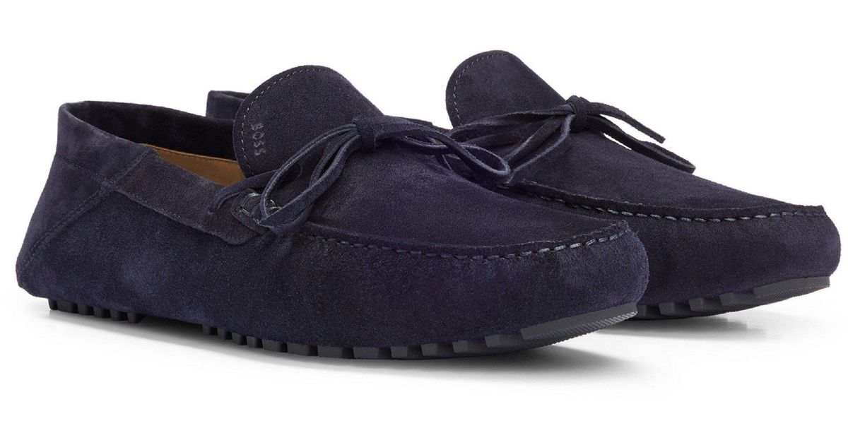 BOSS Driver Mocc Loafers in Blue for Men | Lyst UK