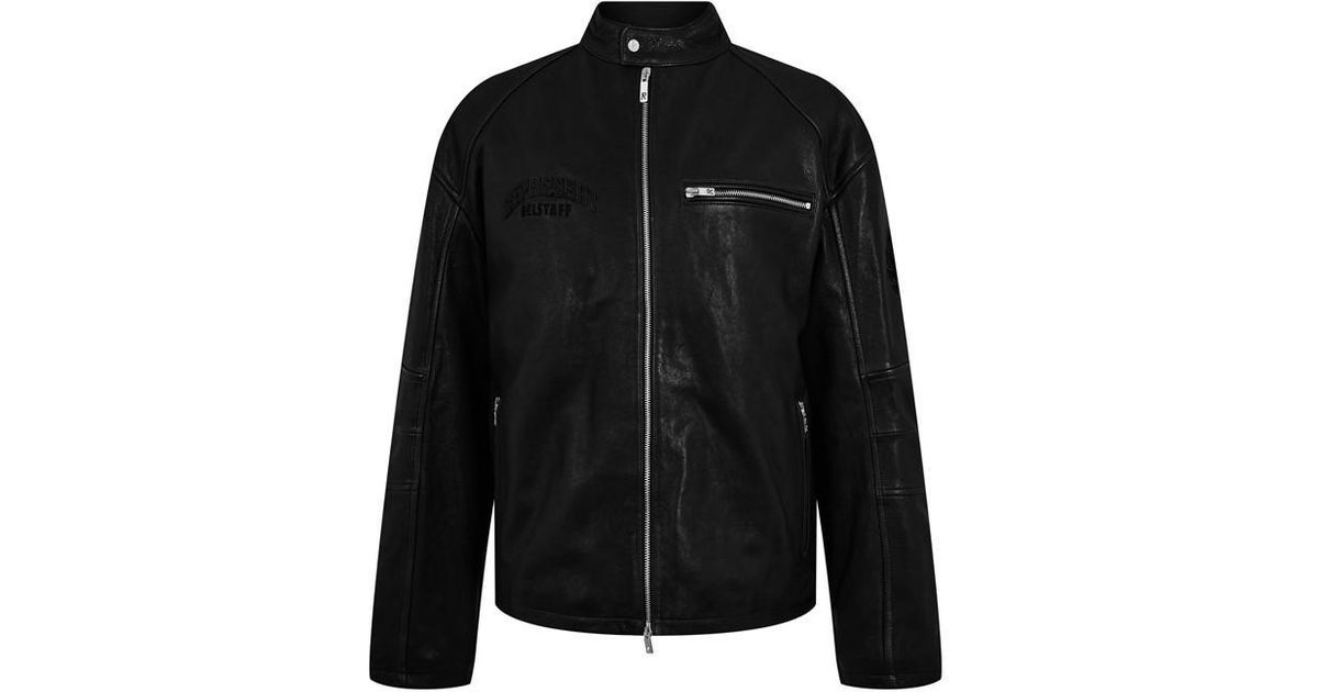Represent X Belstaff Leather Race Jacket in Black for Men | Lyst UK