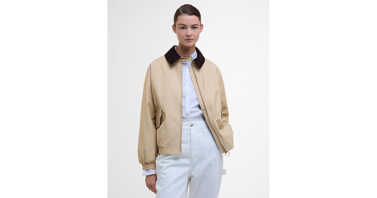 Barbour Anna Waterproof Hip Length Long Sleeve Barn Jacket in Natural ...