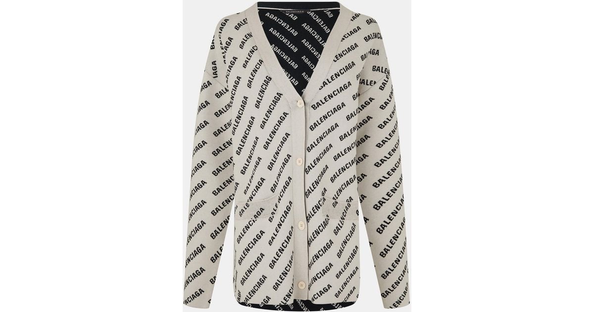 Balenciaga Scrolling Logo Cardigan | Lyst UK