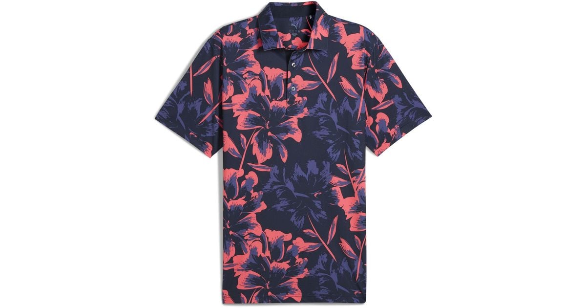 PUMA Flower Polo in Blue for Men | Lyst UK