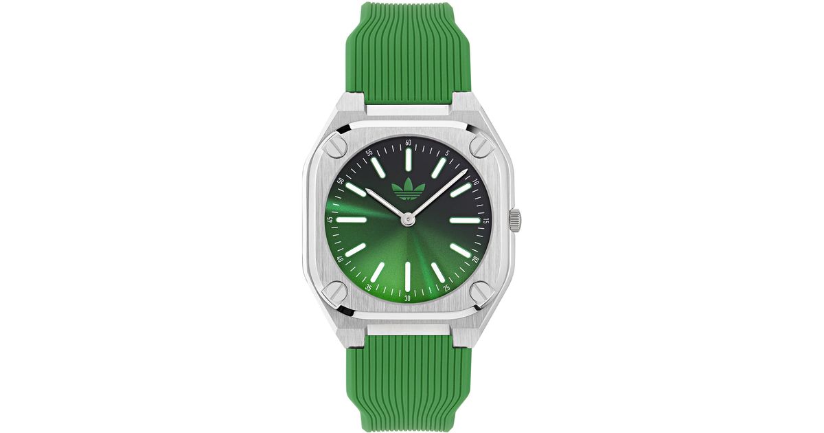 adidas Originals City Tech Thin Quartz Watch in Green for Men | Lyst UK