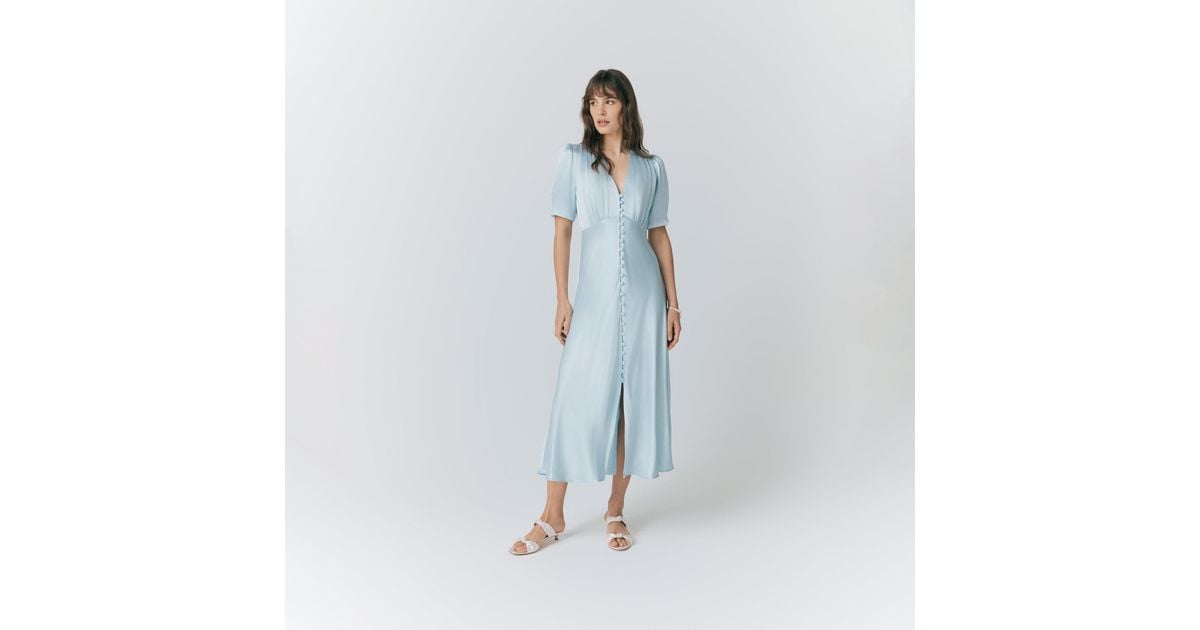 Ghost Madison Satin Tea Dress in Blue | Lyst UK