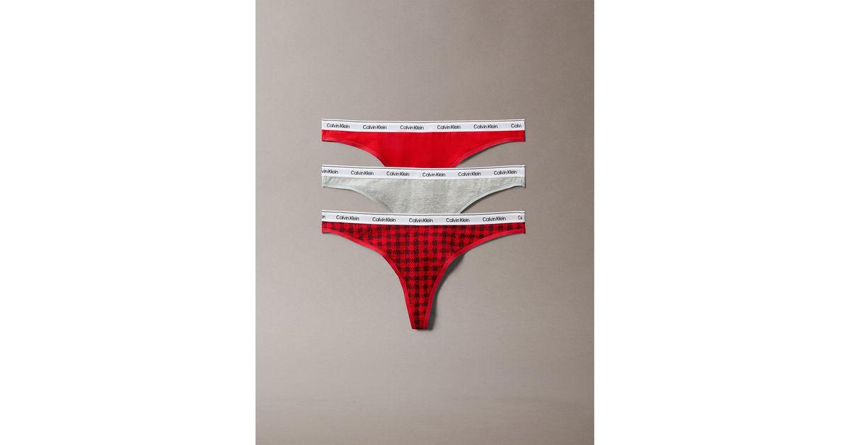 Calvin Klein 3 Pack Thongs in Red | Lyst UK