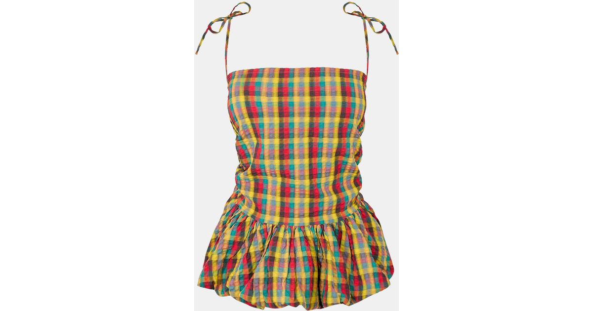 Amy Lynn Sabrina Peplum Top in Green | Lyst UK