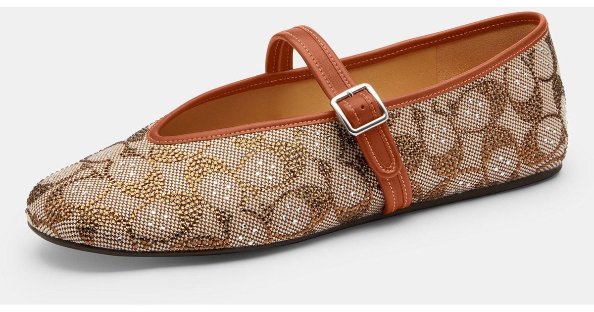 COACH Crystal Signature Mary Jane in Brown | Lyst UK