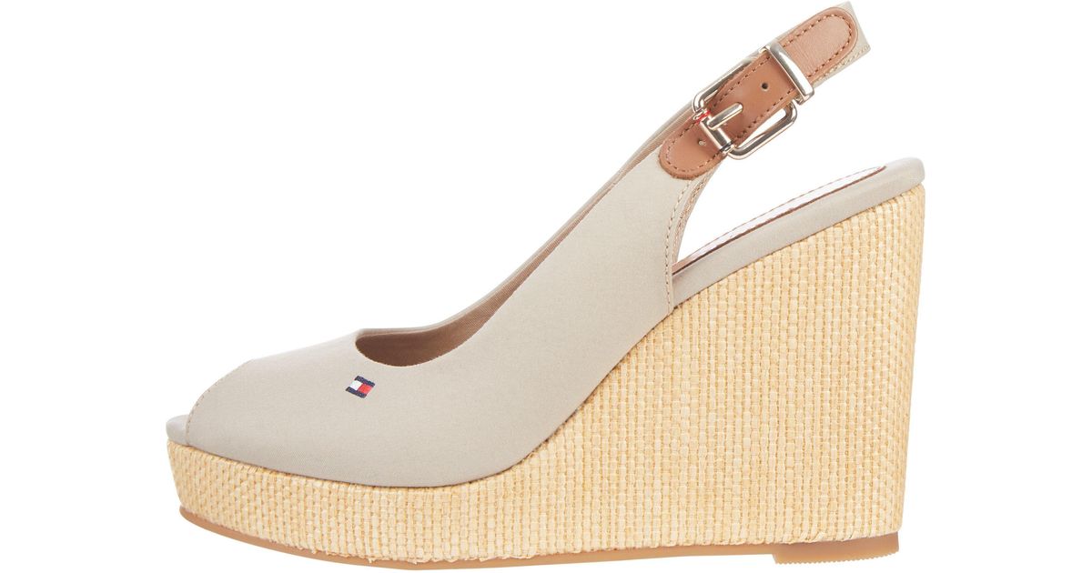 Tommy Hilfiger Iconic Elena Sling Back Wedges in Natural | Lyst UK