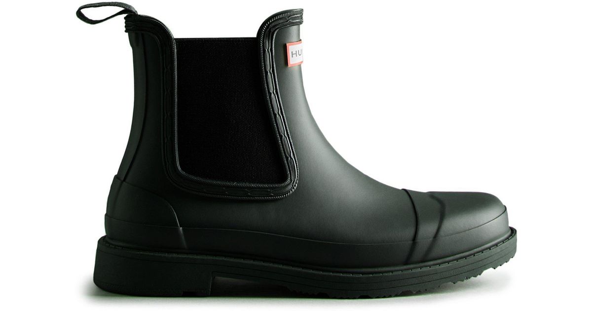 HUNTER Comando Chelsea Wellies in Black | Lyst UK