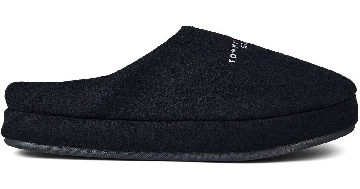 Tommy Hilfiger Felt House Mule Slippers in Blue for Men | Lyst UK