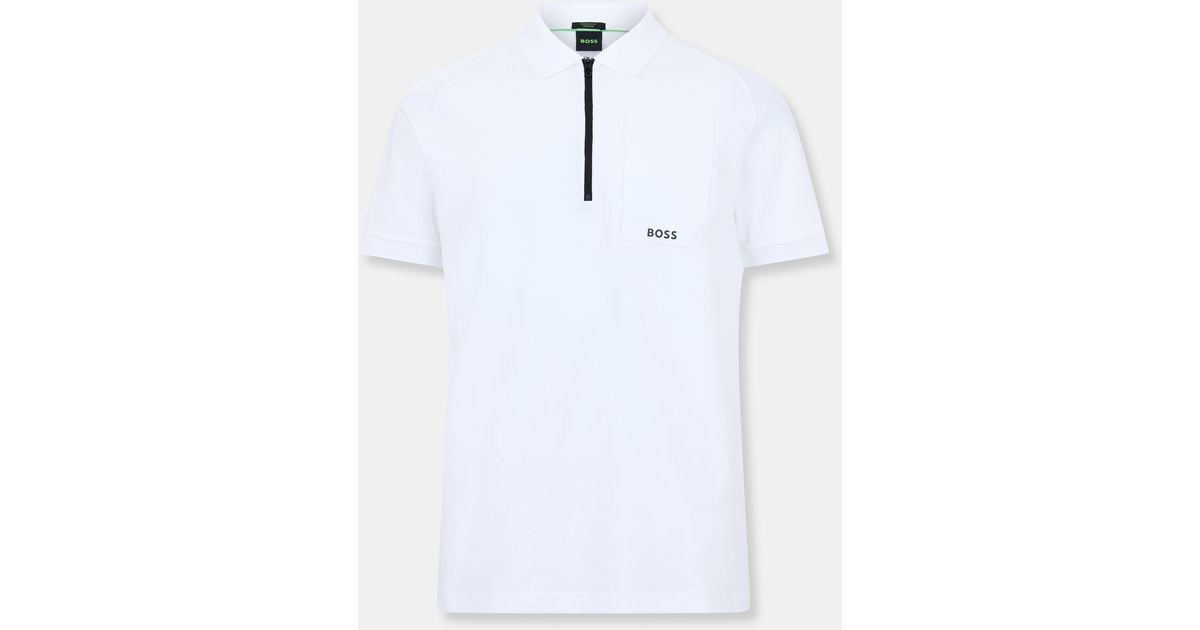 BOSS Hbg Urban Tech Polo in White for Men | Lyst UK