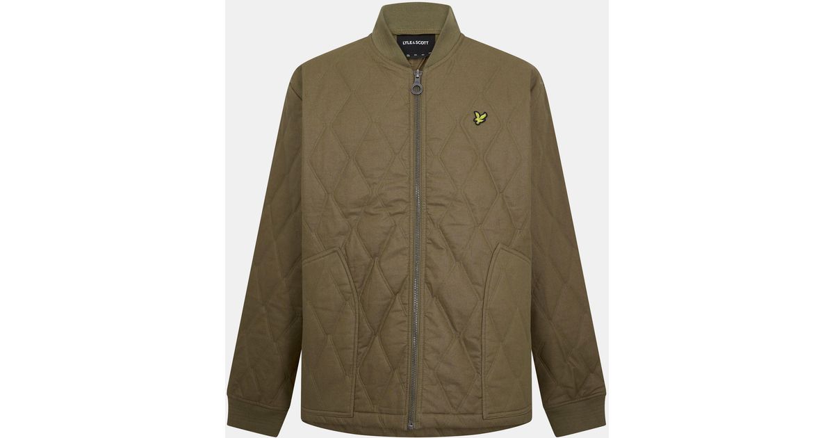 Lyle & Scott Quilted Waxed Jacket in Green for Men | Lyst UK