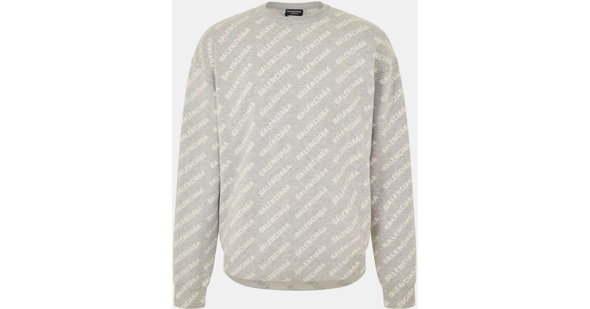 Balenciaga Mini All-Over Logo Sweater in Grey for Men | Lyst UK