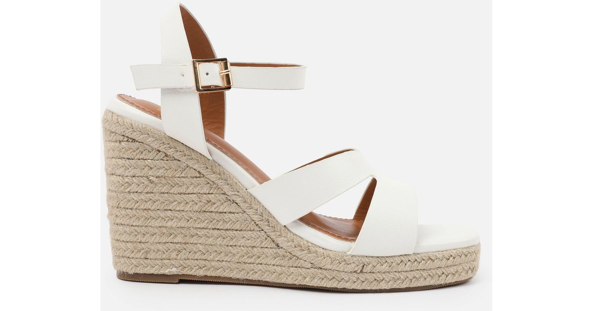 Where's That From Pu Wide-Fit Pu Sansa Wedge Shoes in White | Lyst UK
