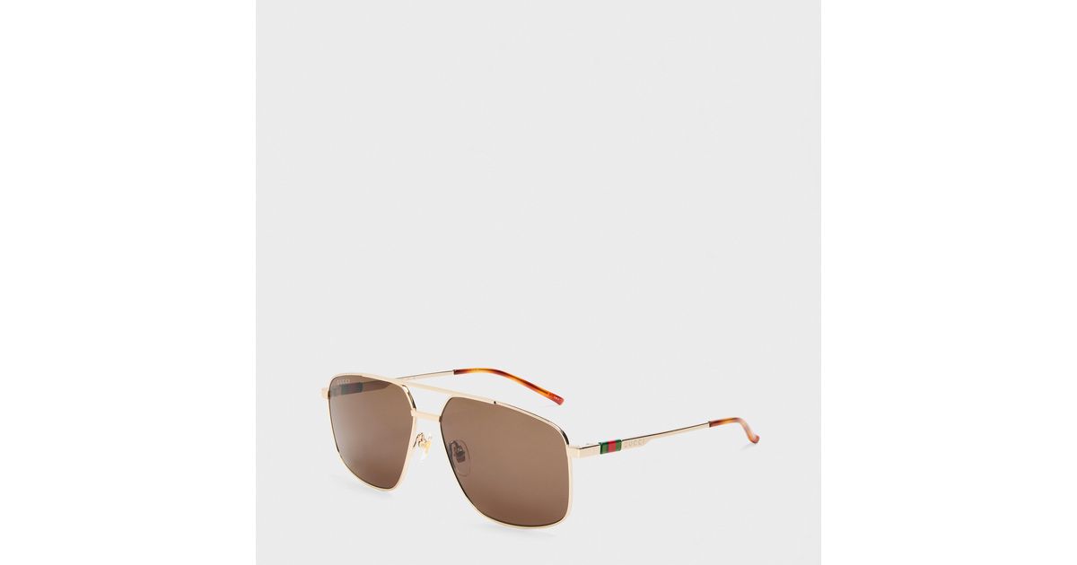 Gucci Aviator Sunglasses in Metallic for Men | Lyst UK