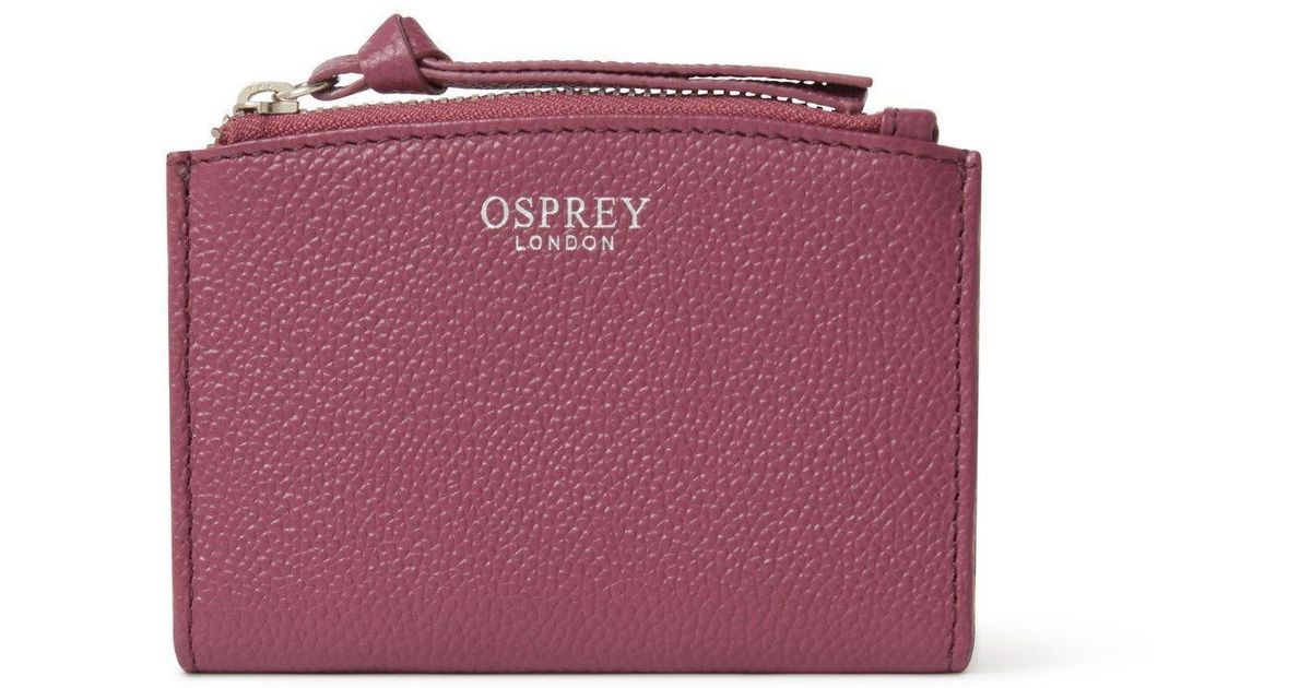 Osprey Molly Curved Bi-Fold Leather Card Holder in Purple | Lyst UK