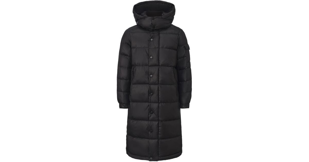 Firetrap Duck Down Knee Length Hooded Down Jacket in Black | Lyst UK