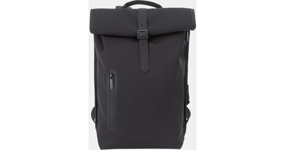 Jack Wills Roll Top Backpack in Black | Lyst UK