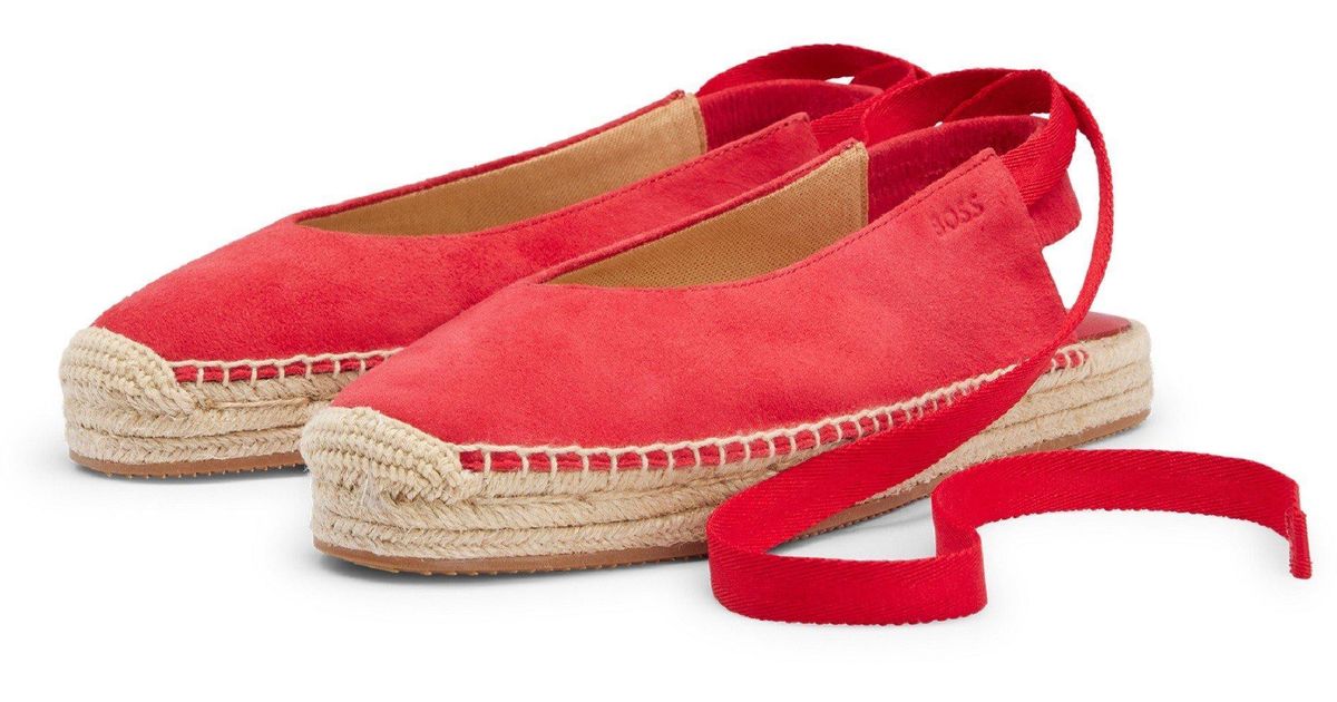 BOSS Madeira Ball Moccasin Slippers in Red | Lyst UK