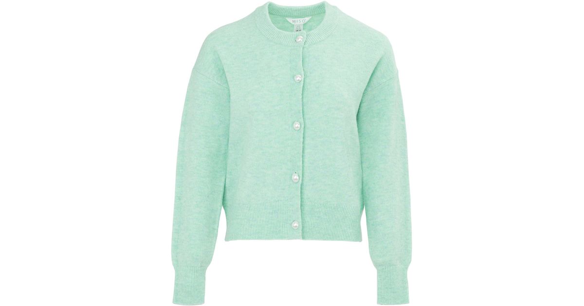 Miso Spandex Button Cardigan in Green | Lyst UK