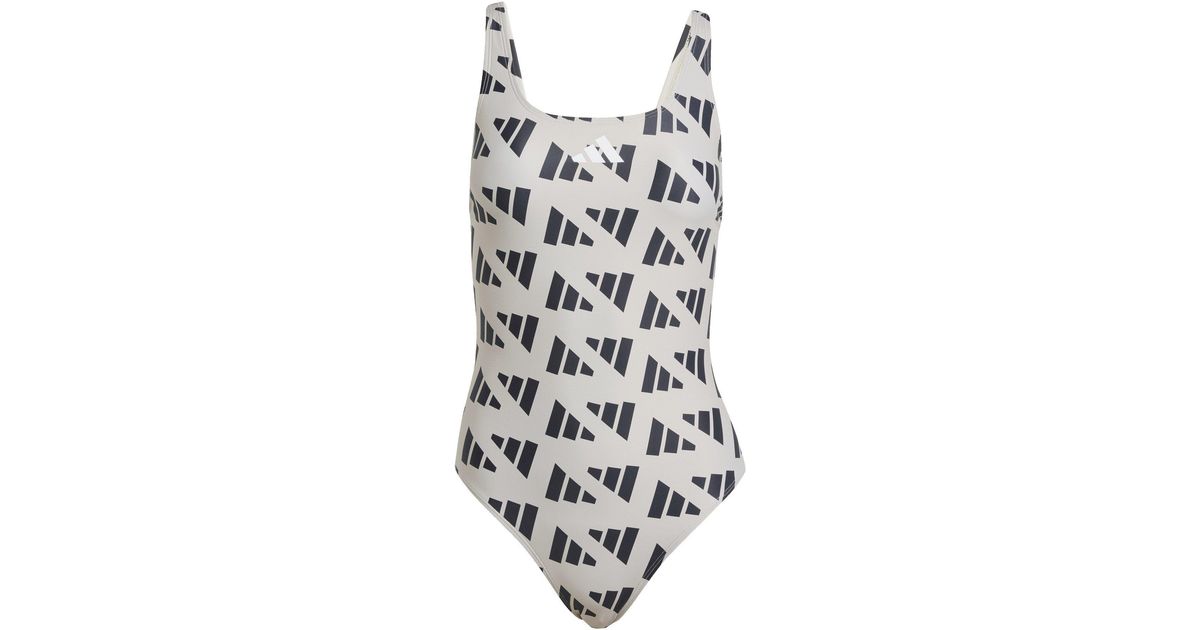 adidas Logo Graphic V-Back Swimsuit | Lyst UK