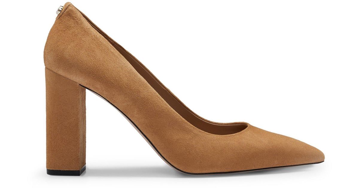 BOSS Janet Block Court Shoes in Brown | Lyst UK