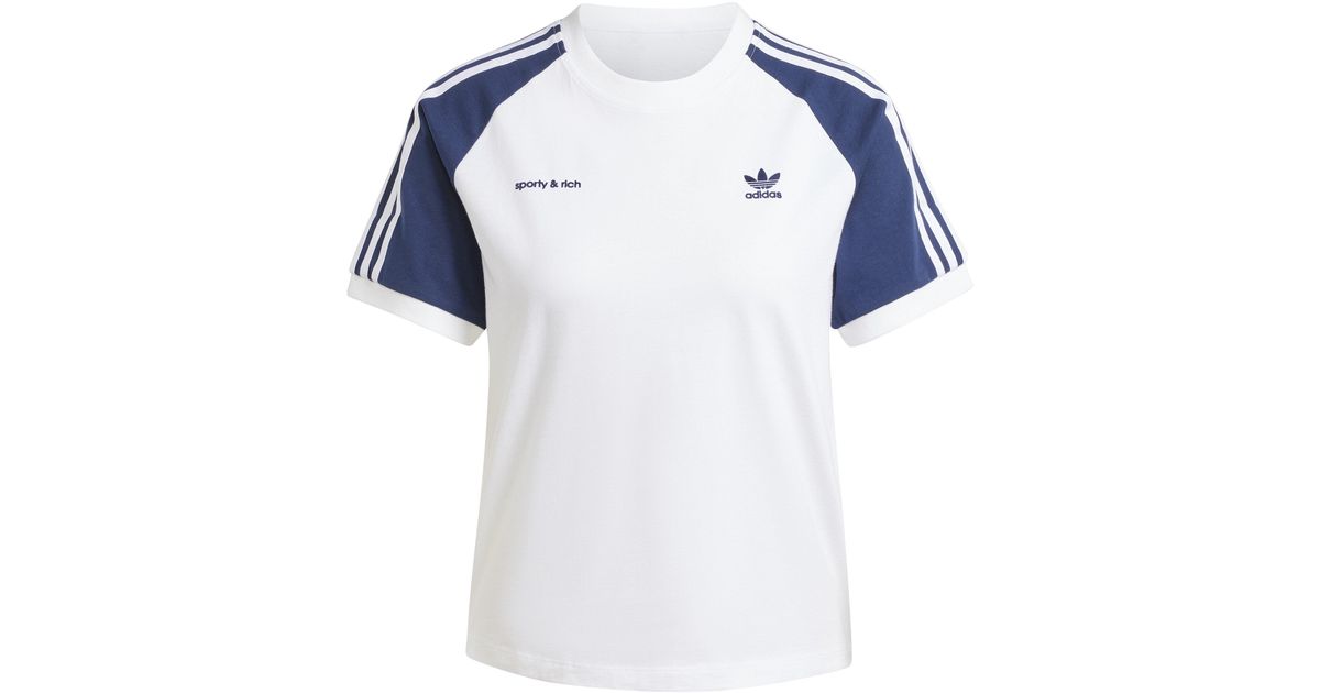 adidas Originals Sporty And Rich Logo Tee in White | Lyst UK