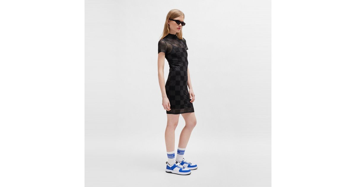 HUGO Naluna Mini Dress in Black | Lyst UK