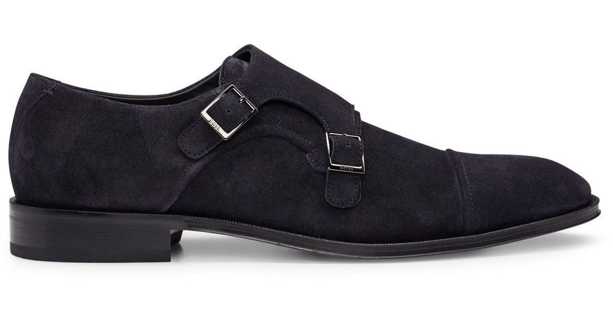 BOSS Derrek Monk Sdctly Derby Shoes in Blue for Men | Lyst UK