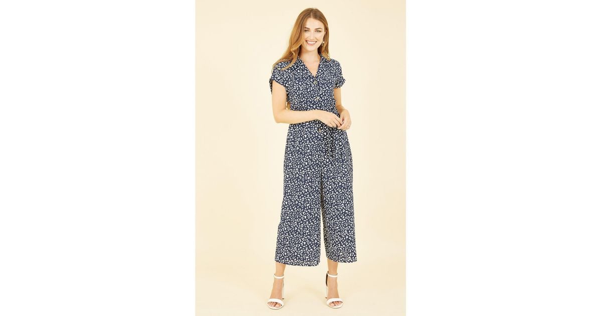 Yumi' Animal Print Culotte Jumpsuit in Blue | Lyst UK